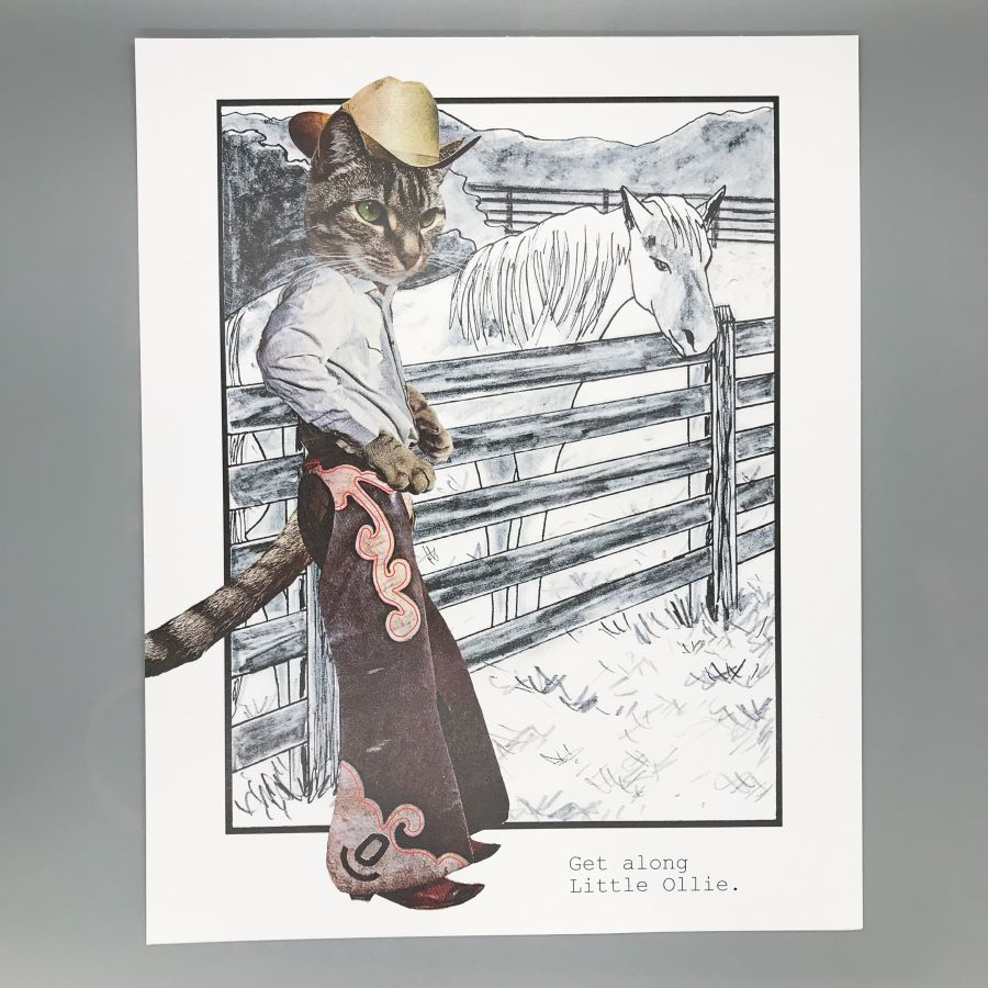Get Along Little Ollie Cowboy Tabby Cat and Horse 8 x 10 Print | ANGI ...